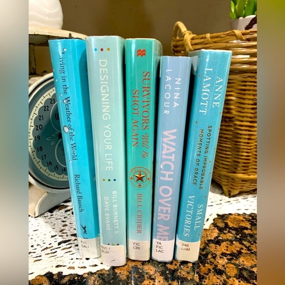 Other | Set Of 5 Book Stack Light Blue Curated Stack Home Decor ...